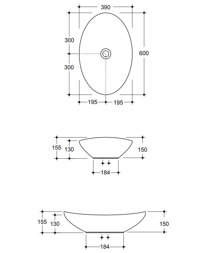 Vitruvit VESSEL ceramiczna umywalka nablatowa owalna 60 x 39 cm w ...